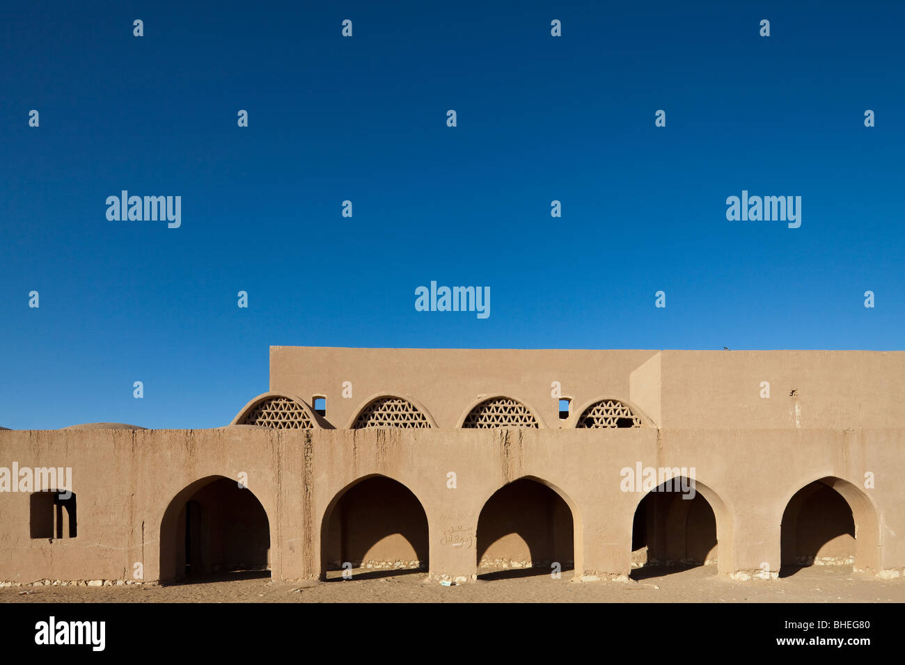 view of exterior of market, Hassan Fathy designed village of New Baris ...