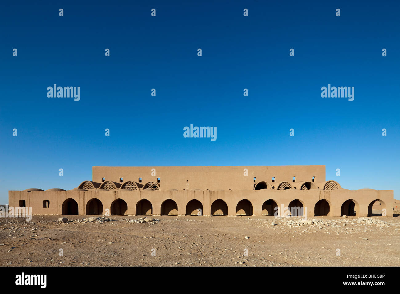 view of exterior of market, Hassan Fathy designed village of New Baris ...