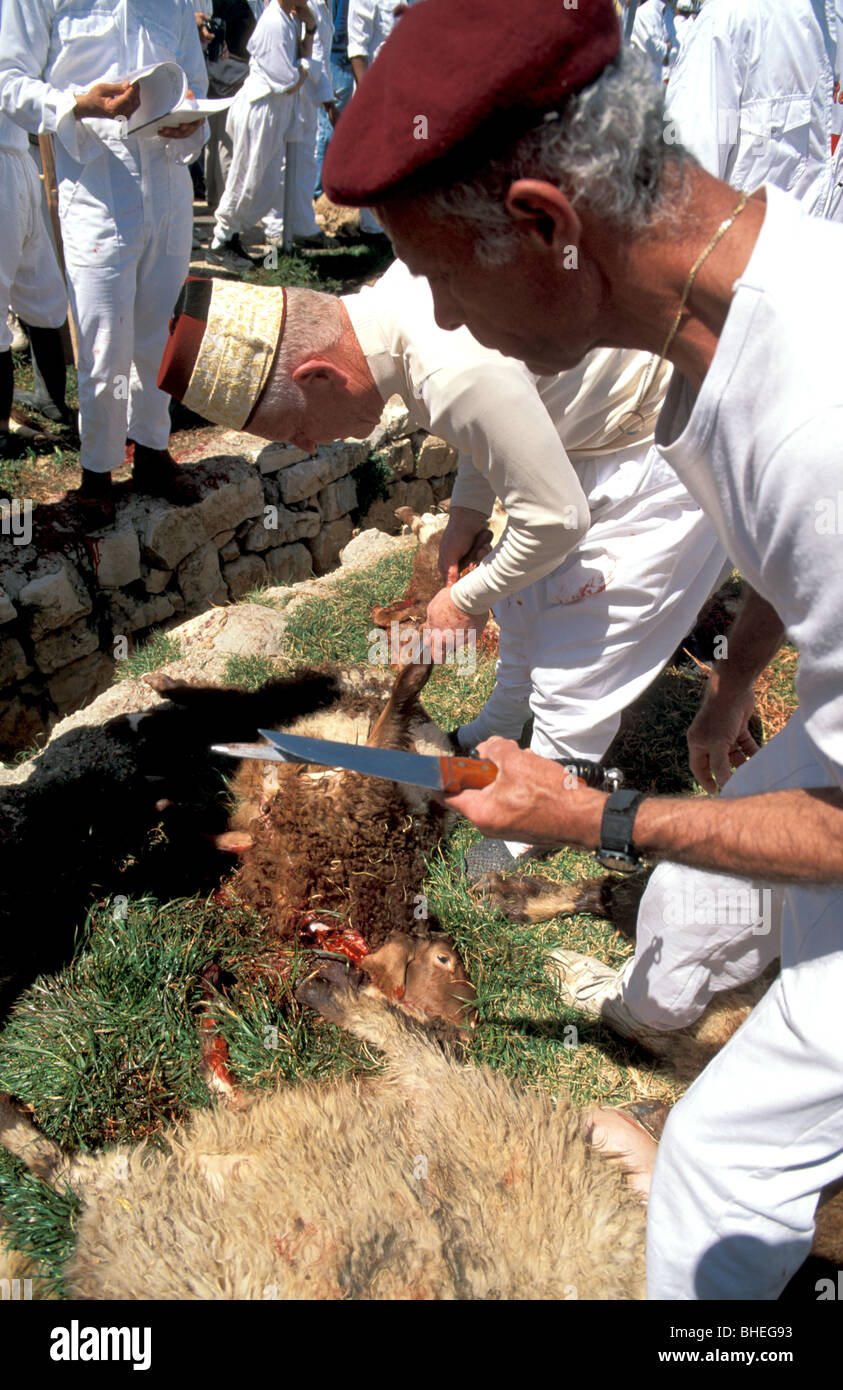 Samaria, the Samaritan Passover Sacrifice on Mount Gerizim Stock Photo ...