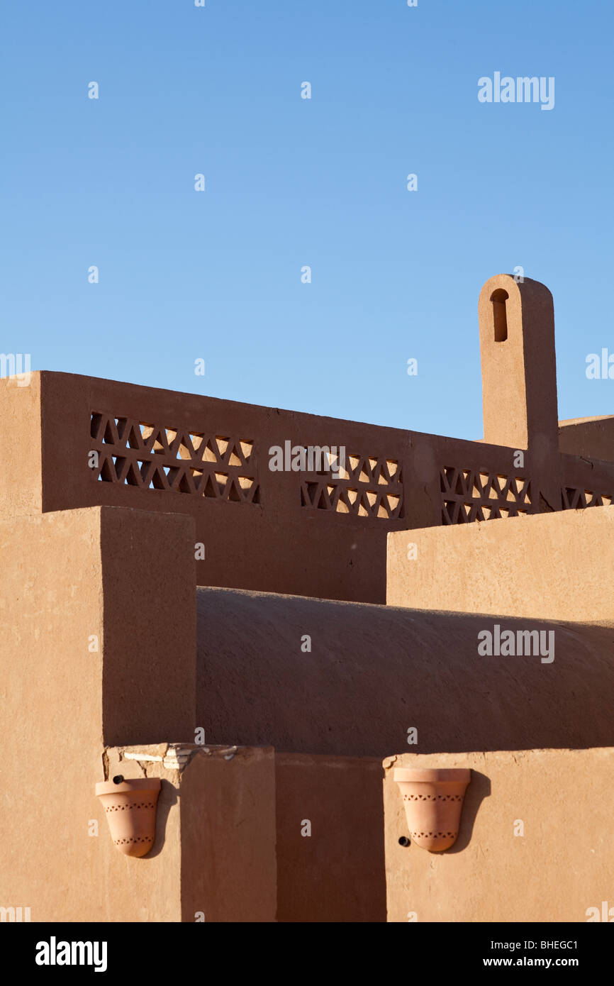 view of exterior of villa, Hassan Fathy designed village of New Baris ...