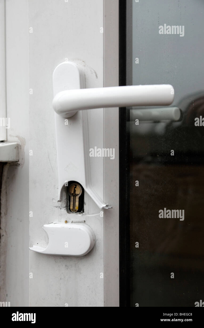 damaged upvc kitchen door handle after an attempted burglary sutton ...