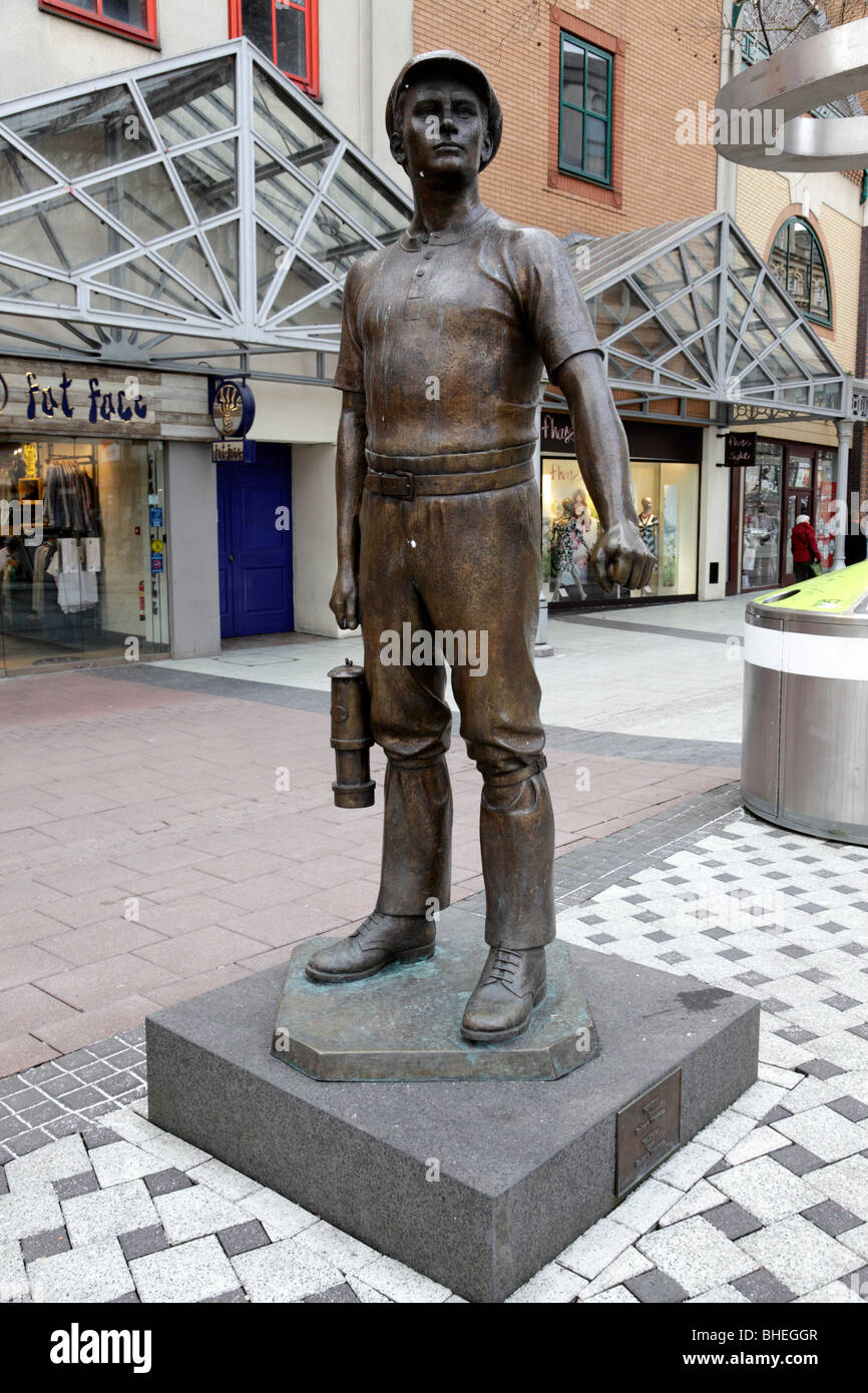 statue called miner by robert thomas on queens street cardiff wales uk ...