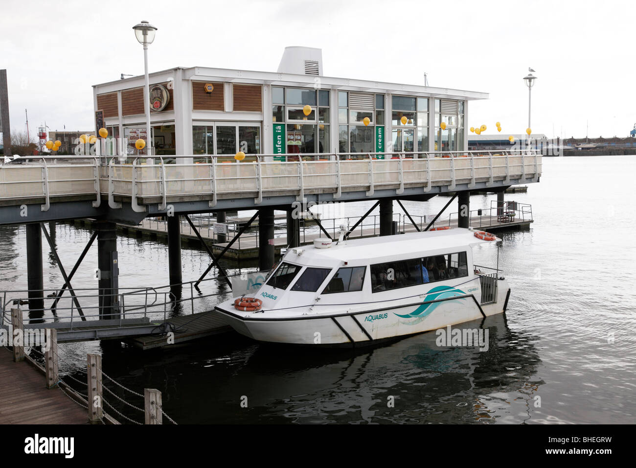 the water bus at mermaid quay cardiff bay wales uk Stock Photo - Alamy