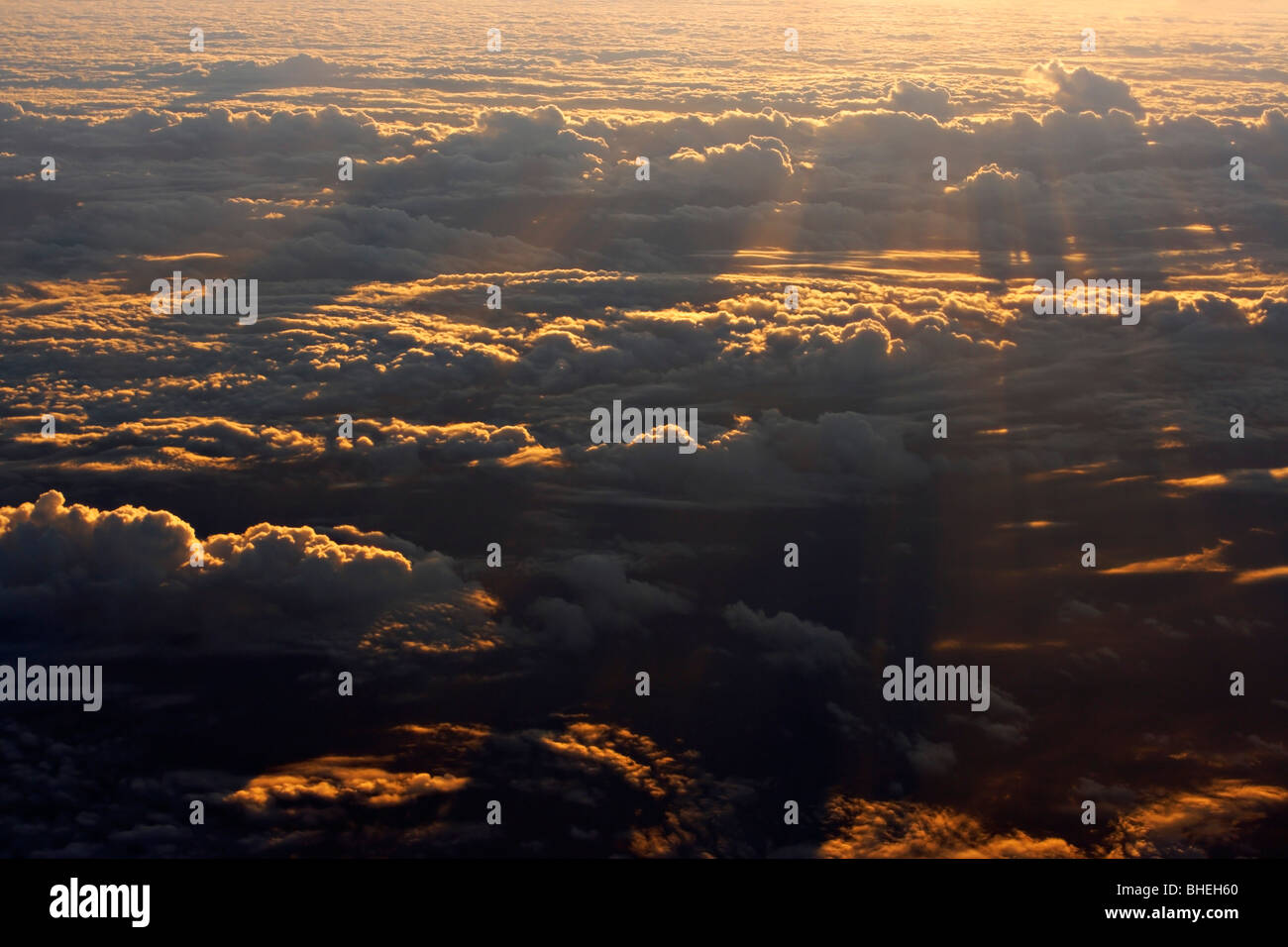 Aerial view of cloud formation at 40,000 feet from an airplane Stock ...