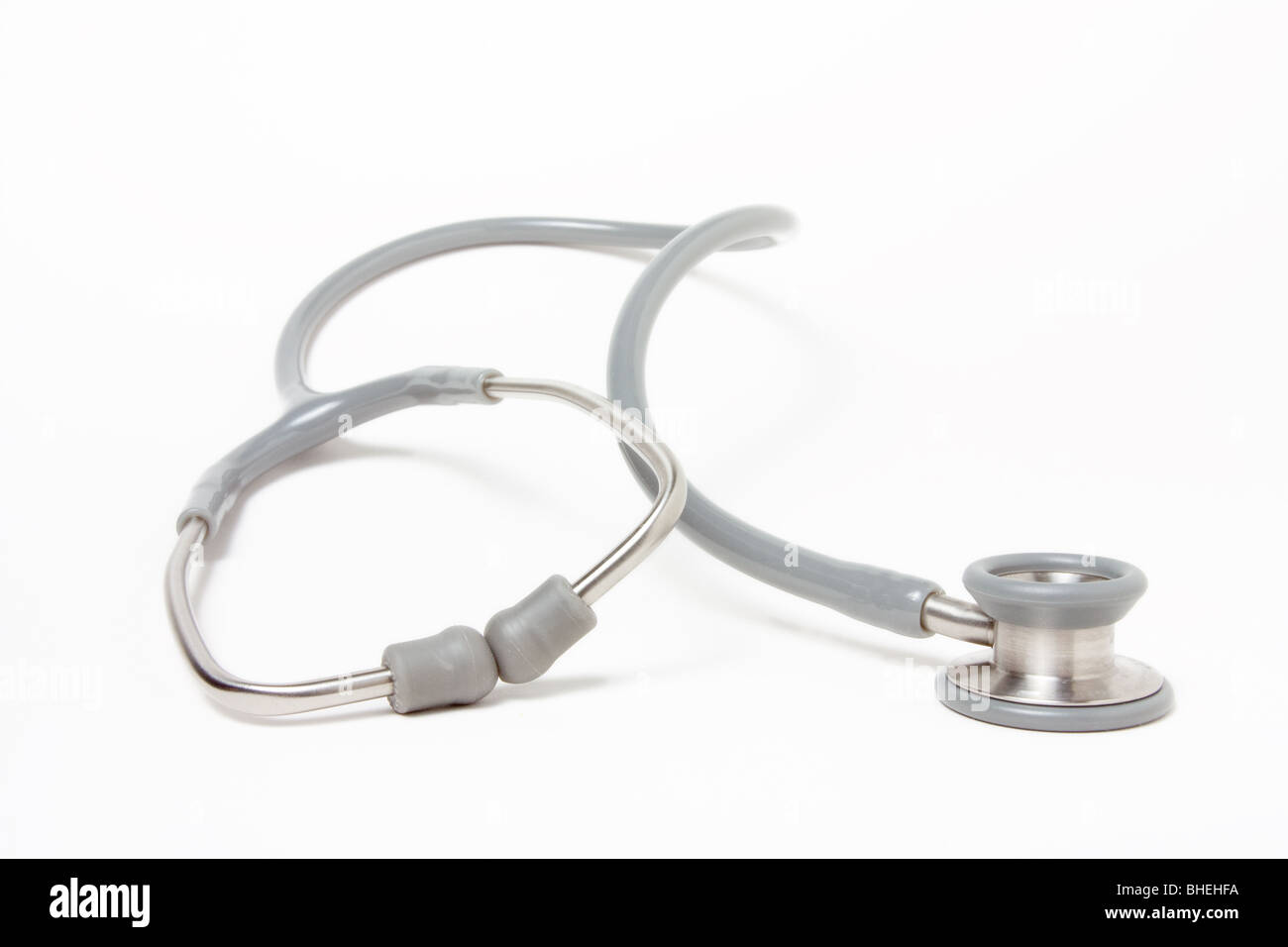 Grey and silver doctors Stethoscope isolated against white background ...