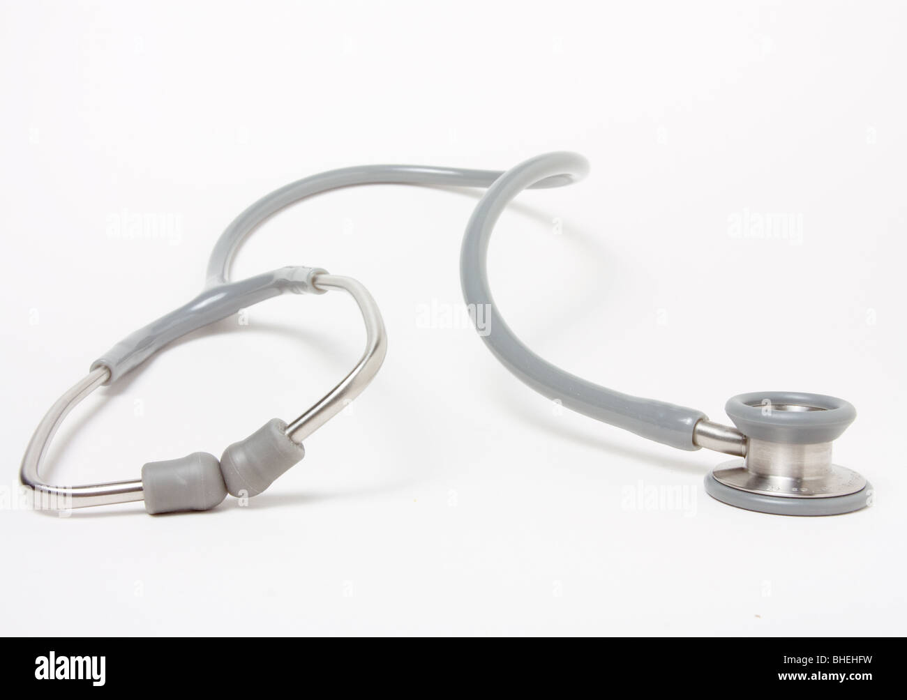 Grey and silver doctors Stethoscope isolated against white background ...