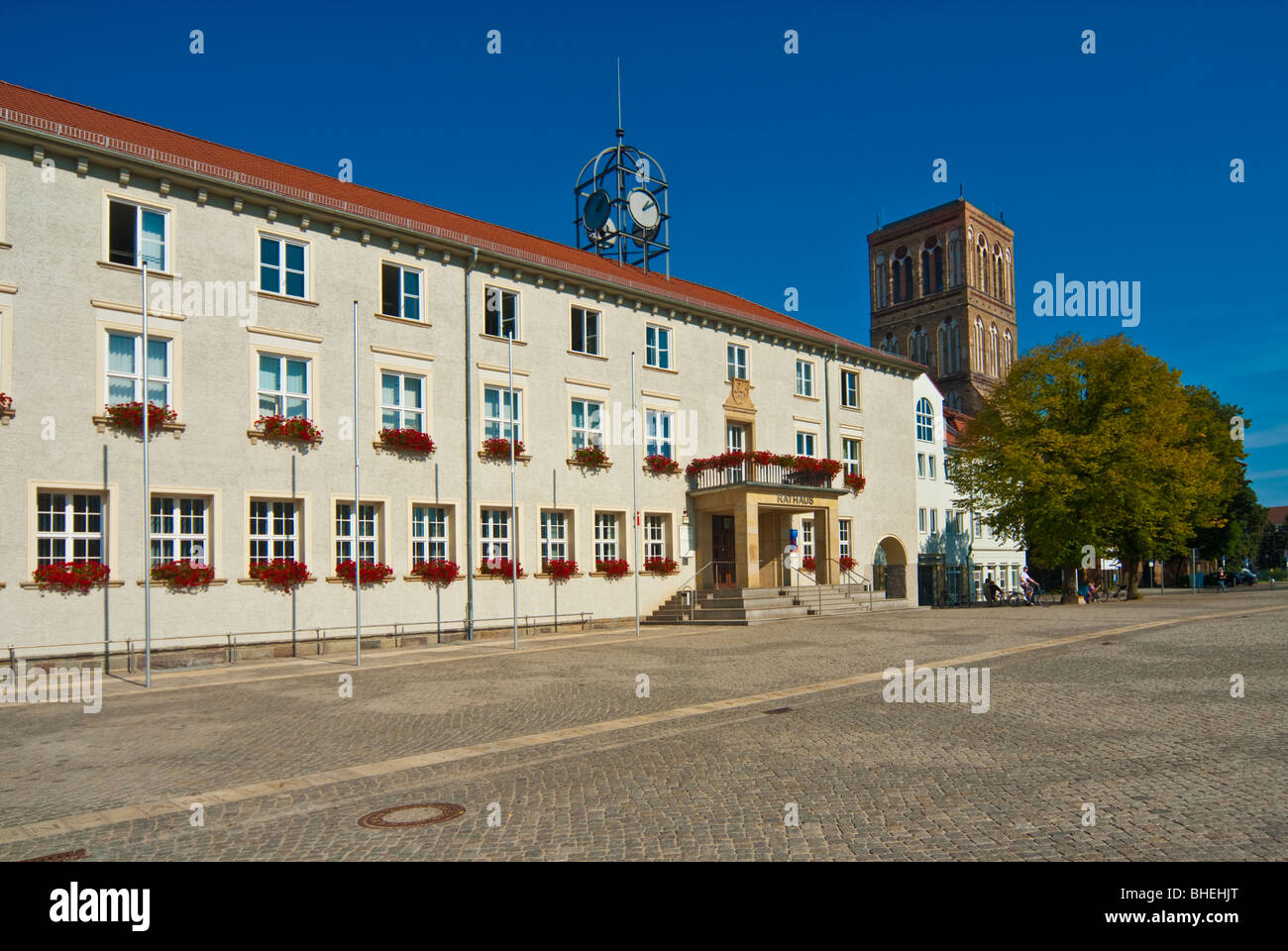 City hall on market place at Anklam, Mecklenburg-Western Pomerania ...