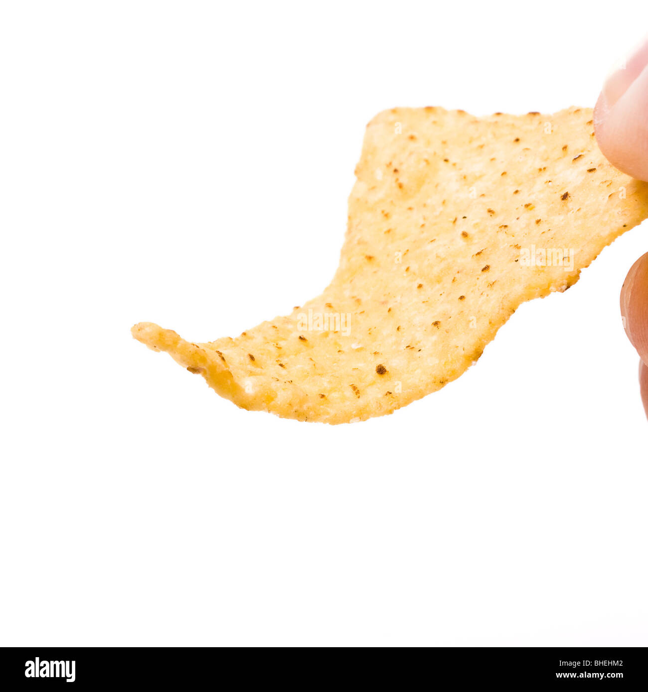 Tortilla or nacho dipping chip isolated against white background Stock ...
