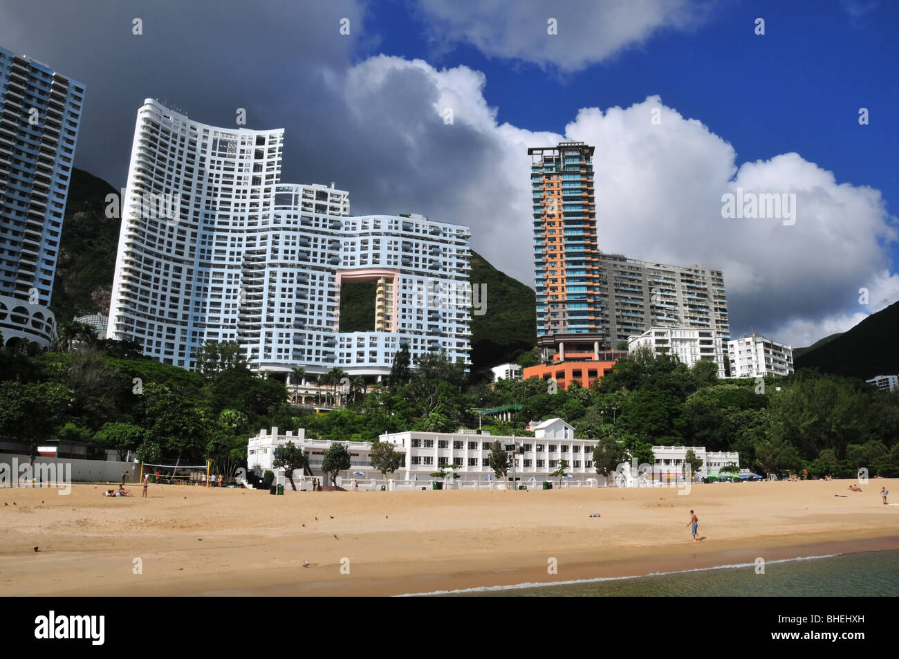 Late afternoon shot, from the beach, of the Repulse Bay Apartment Block ...
