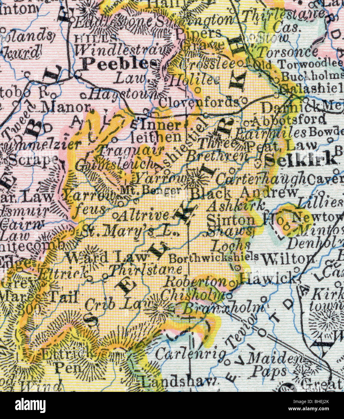 Old map of Selkirk County from original geography textbook, 1884 Stock ...