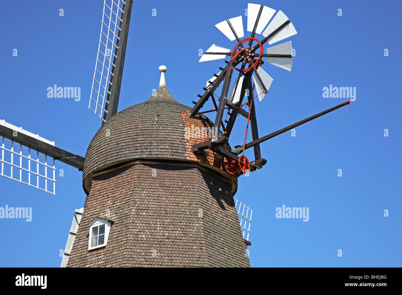 The upper part of a traditional windmill, Denmark Stock Photo - Alamy