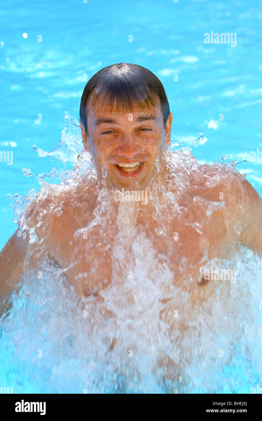 man having fun in the pool Stock Photo - Alamy