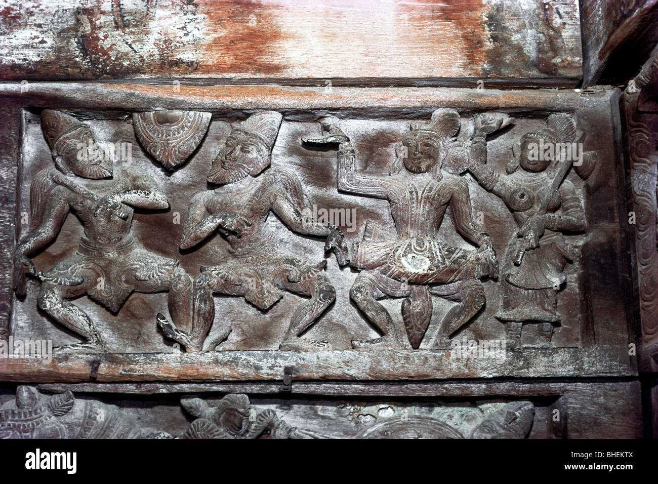 Wooden Carvings, in the Narambunathaswamy temple at Thiruppudaimarudur ...
