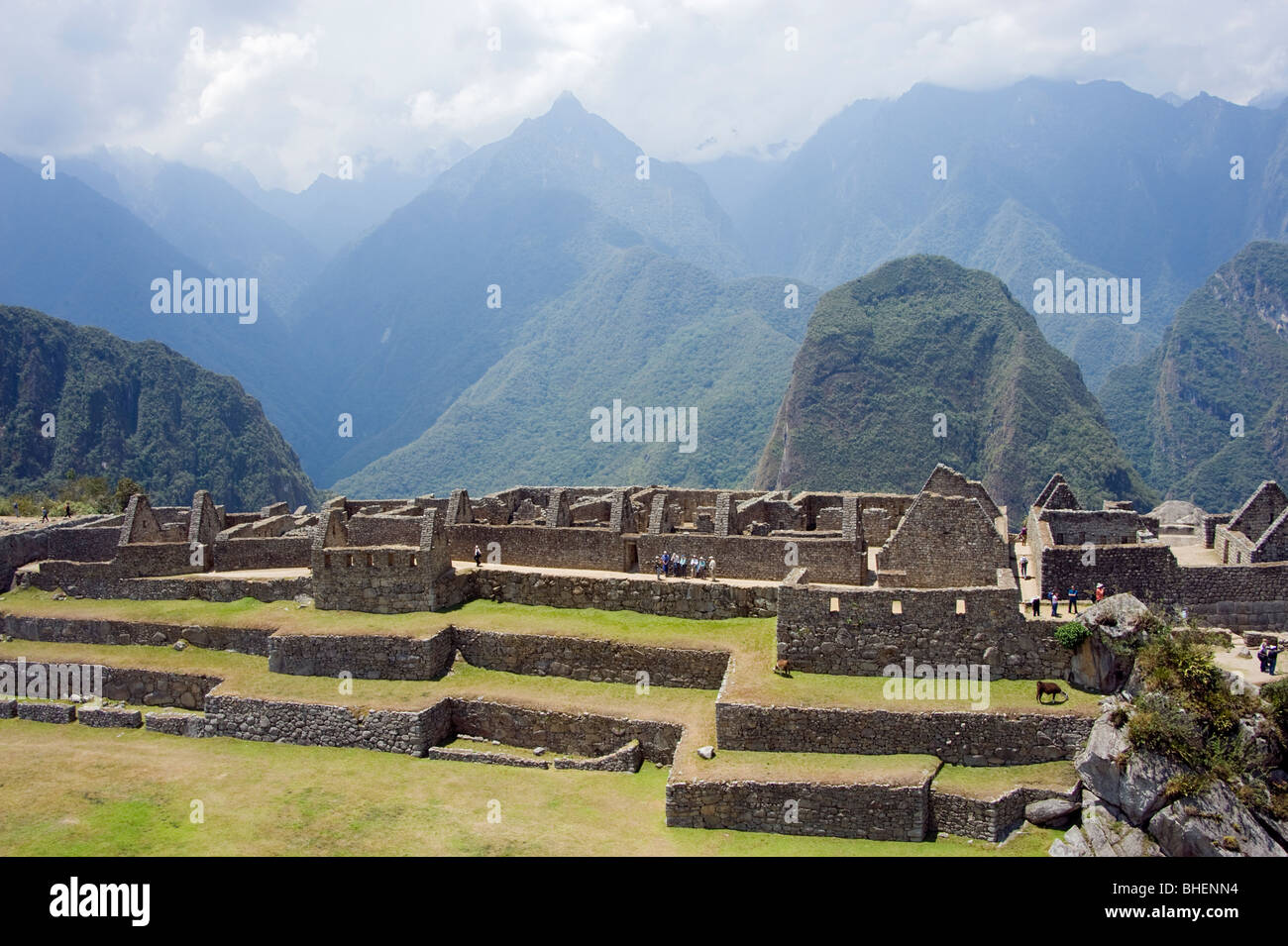 Some of the buildings in the residential area of Machu Picchu, Peru ...