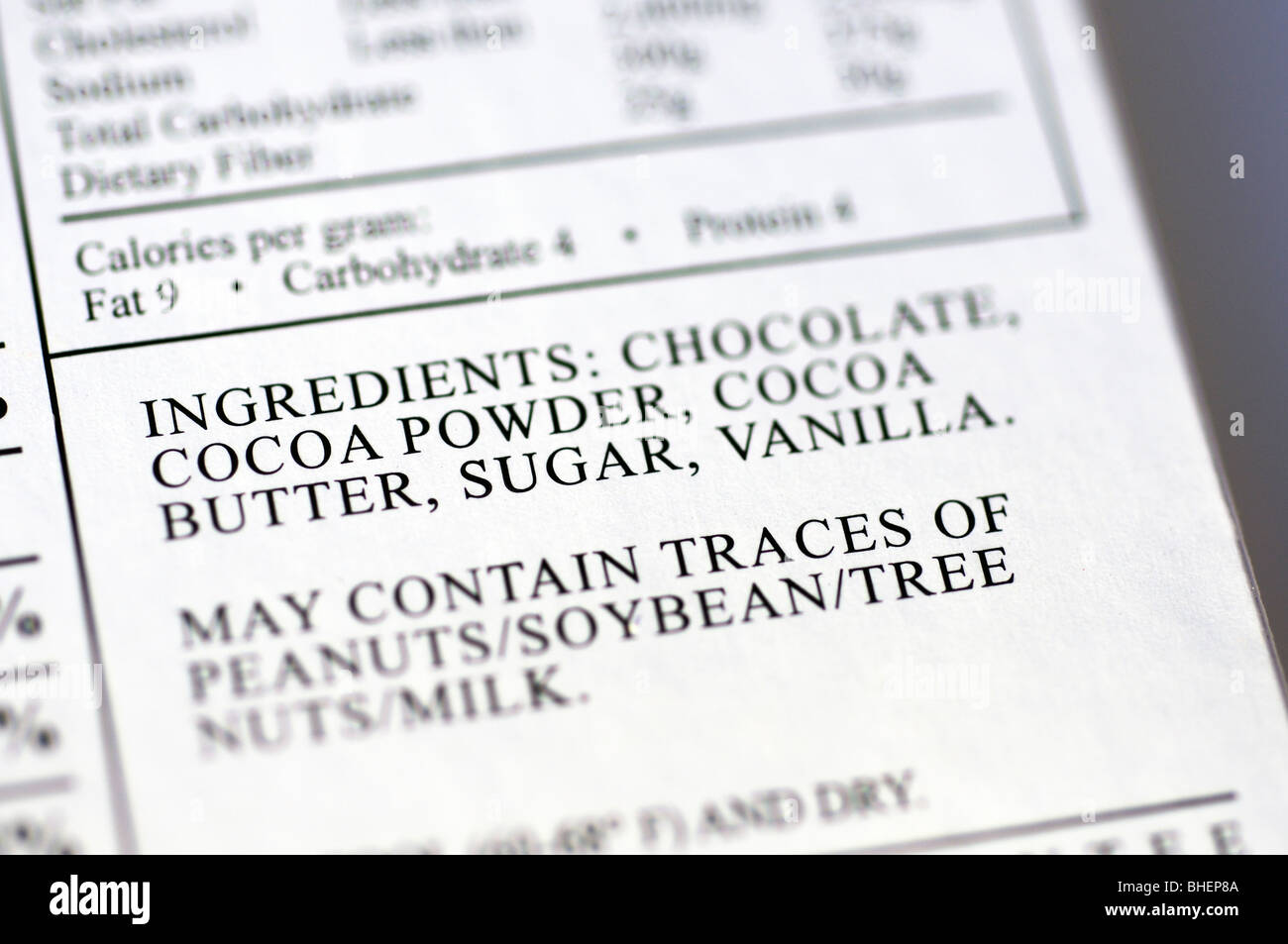 Ingredients list on packaged food Stock Photo - Alamy