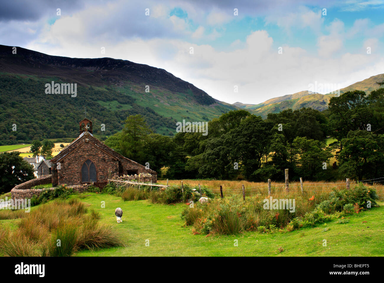 Looking towards Buttermere village in the Lake District national park ...
