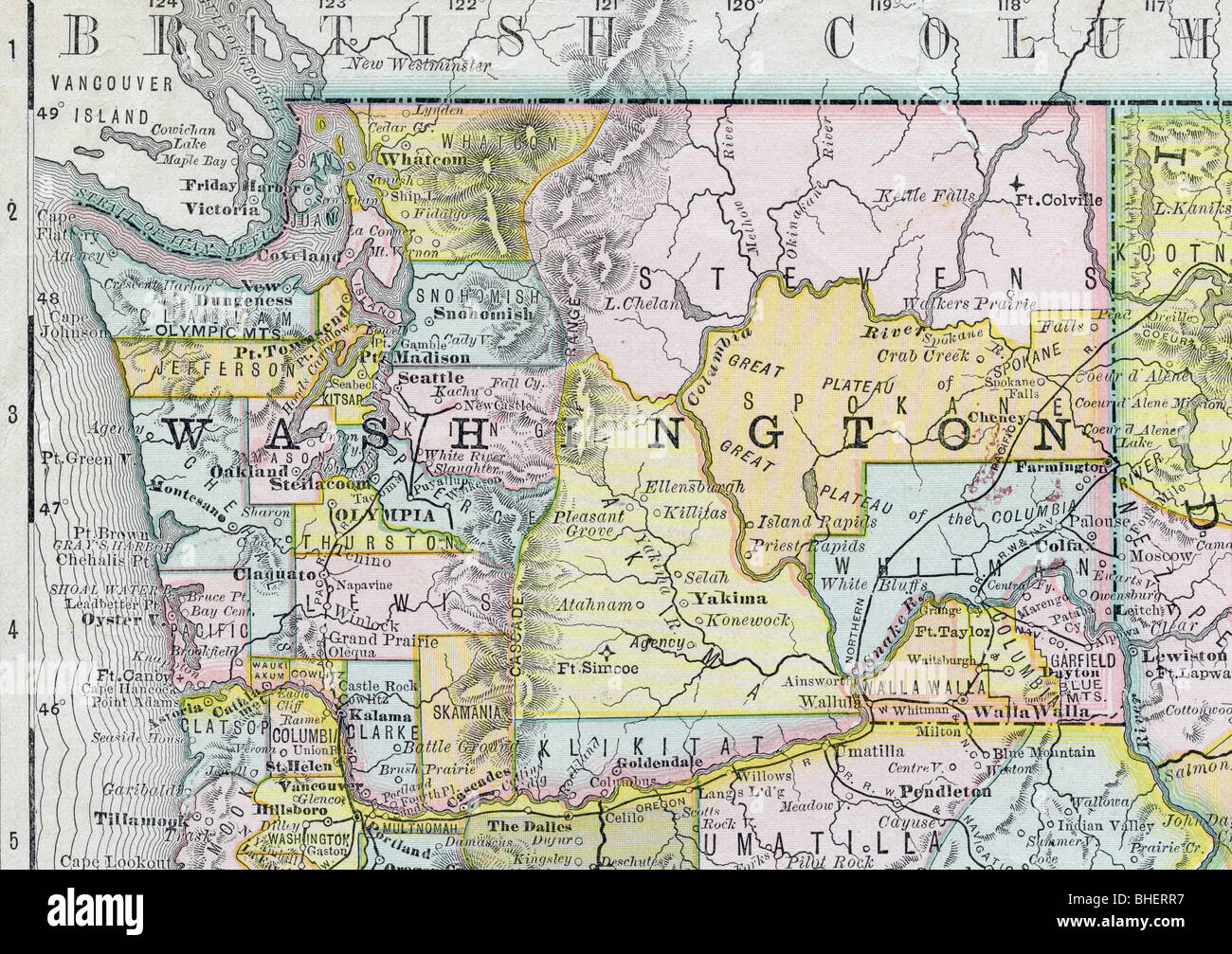 Old Map Washington State High Resolution Stock Photography and Images ...