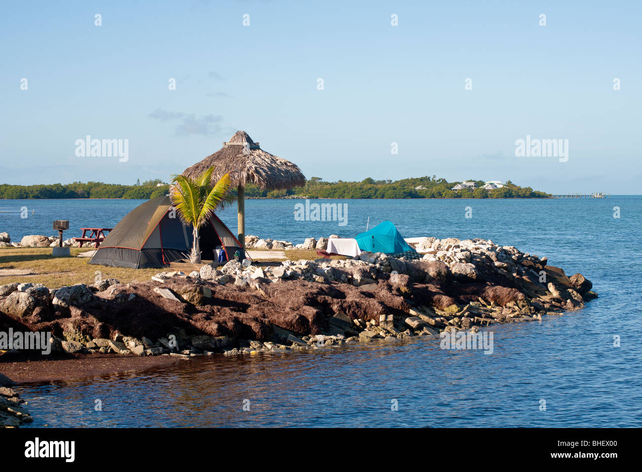 Marathon, FL - Dec 2008 - Tents on waterfront campsite in campground at ...