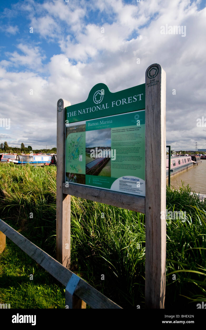 The National Trust Sign shot at Barton Marina in front of the ...