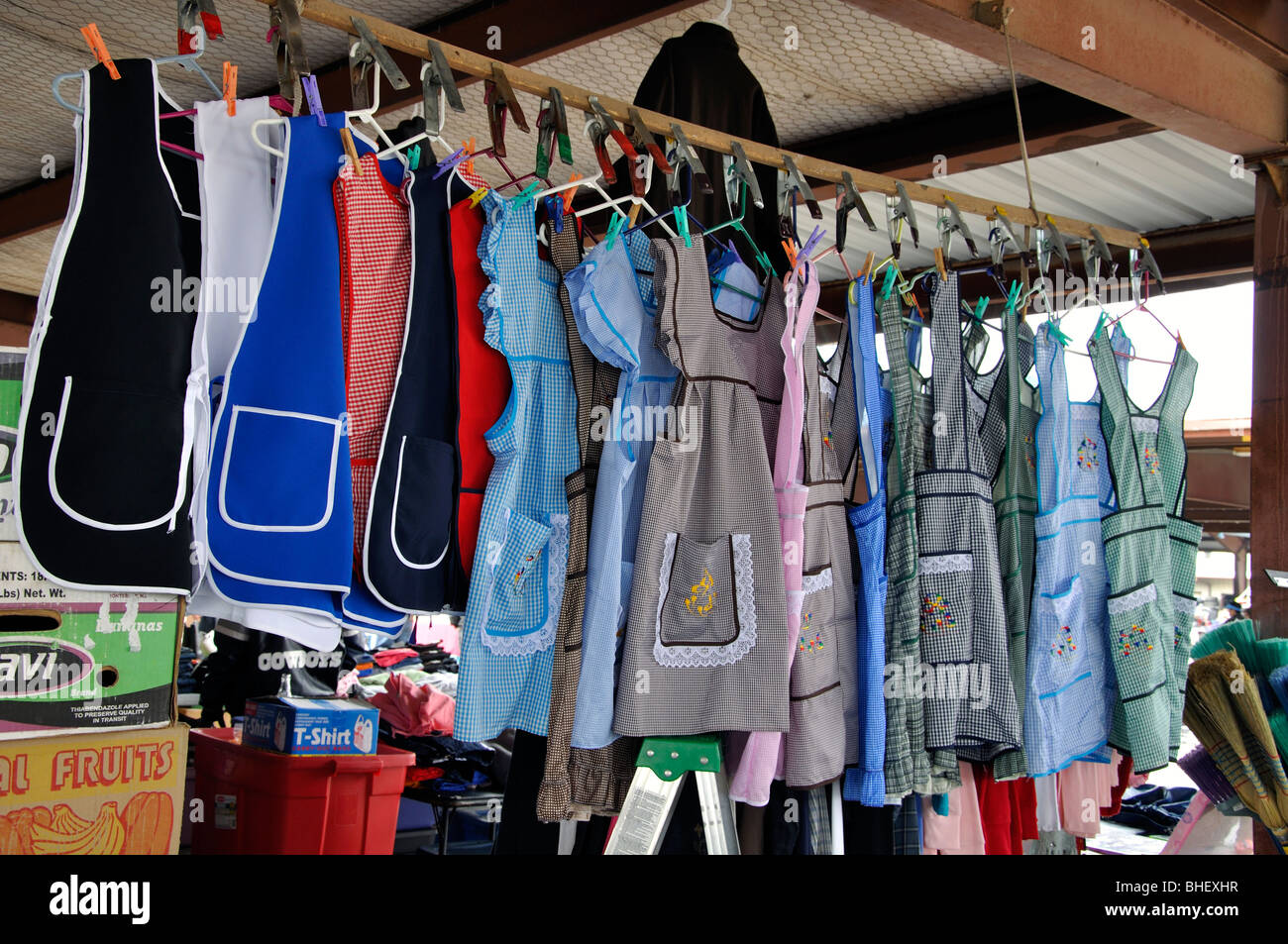 Flea market aprons apron traders village grand prairie hi-res stock ...