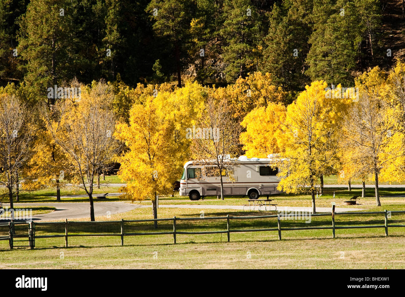 Fall Colors in an RV campground in the Black Hills Stock Photo - Alamy