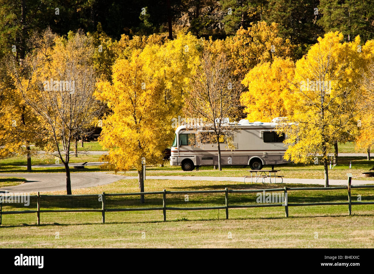 Fall Colors in an RV campground in the Black Hills Stock Photo - Alamy
