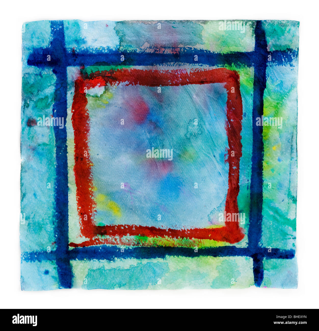 Watercolor square frame template Cut Out Stock Images & Pictures - Alamy