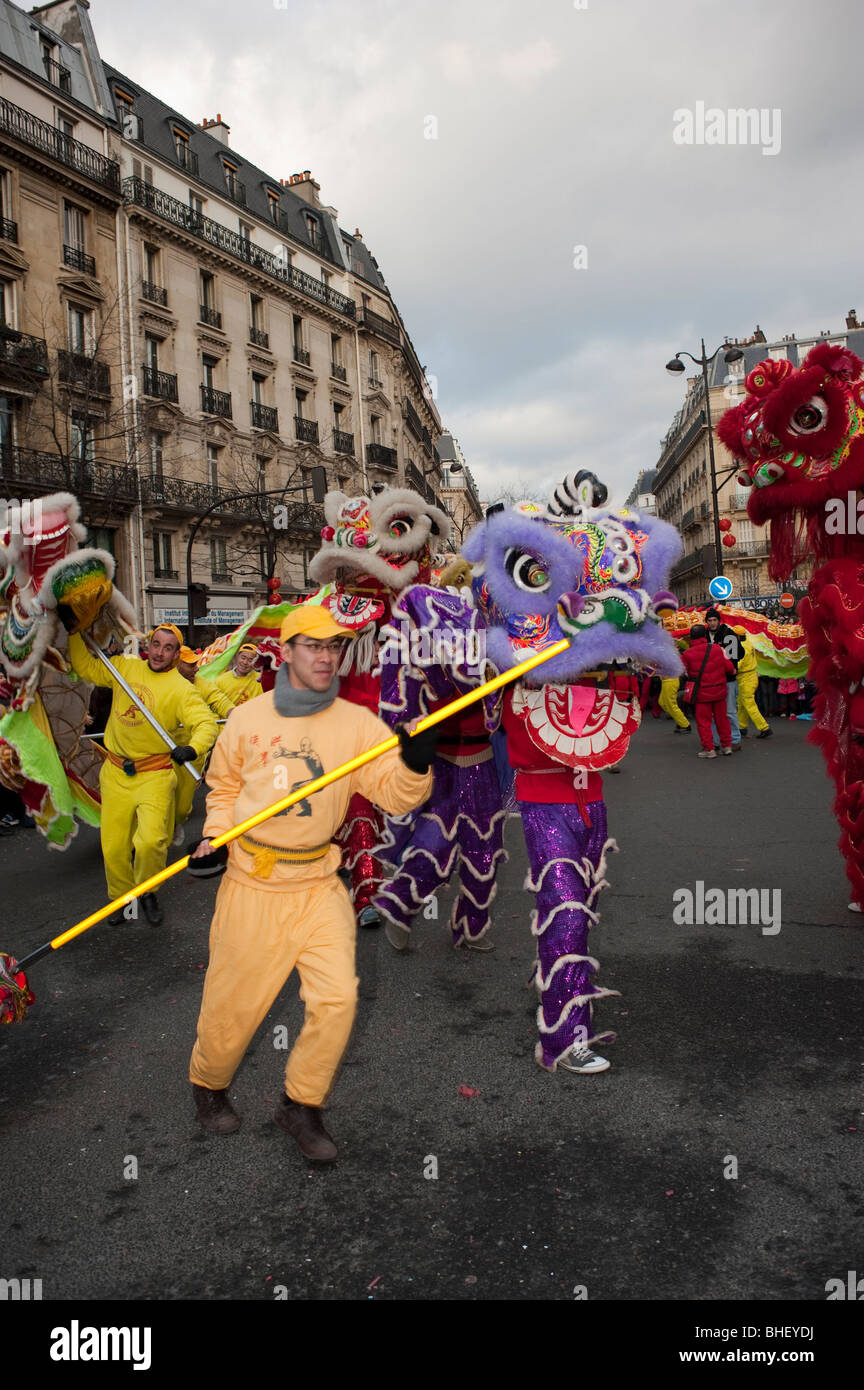Paris, France, Chinese New Year, Street Carnival, Parade, Group People ...