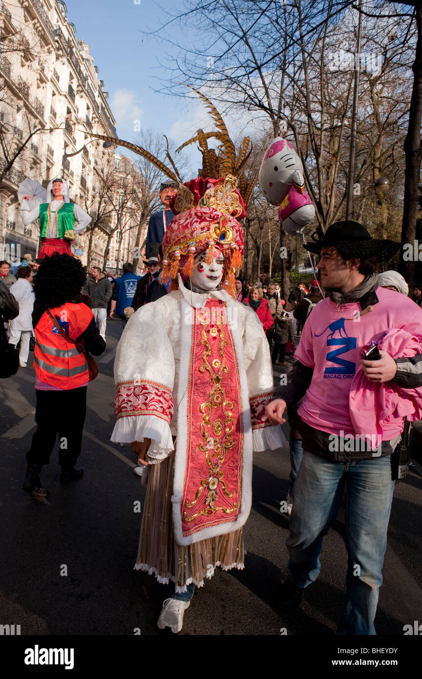 Paris, France, People in Costume Marching in "Carnaval de Paris" Paris ...