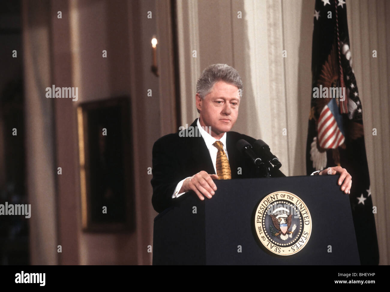 President Bill Clinton during a press conference March 19, 1999 at the ...
