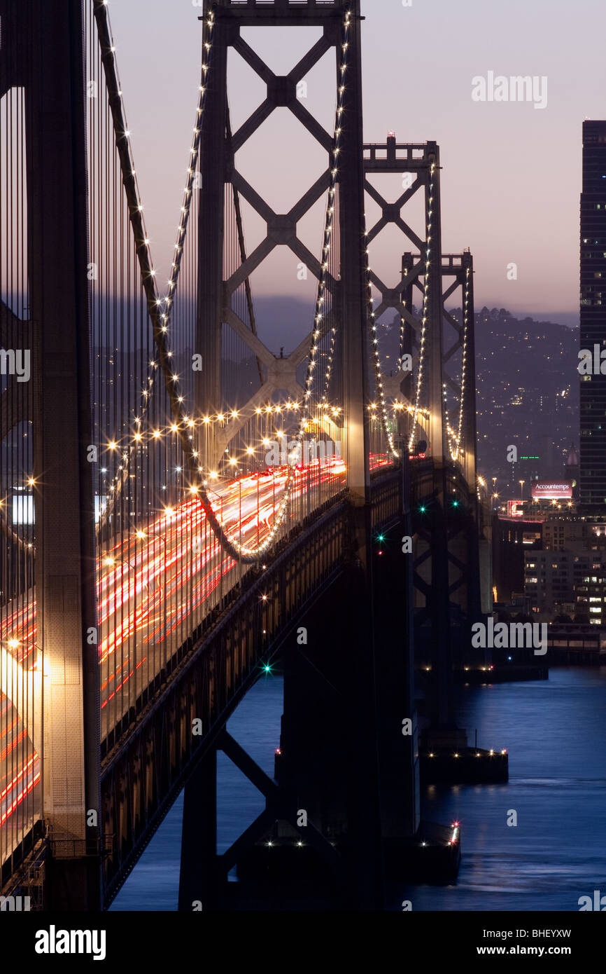 san francisco bay bridge commute traffic, as seen from treasure island ...