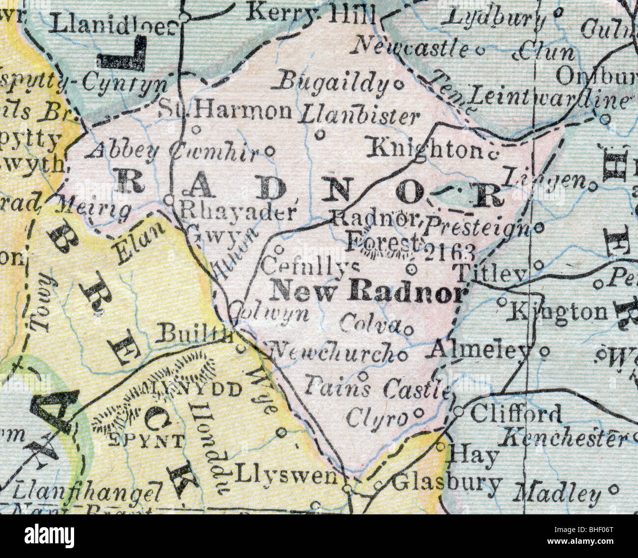 Old map of Radnor County from original geography textbook, 1884 Stock ...