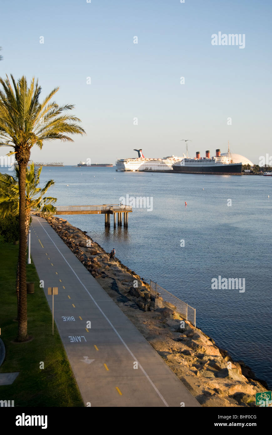 The boardwalk near Shoreline Village in Long Beach, California Stock ...