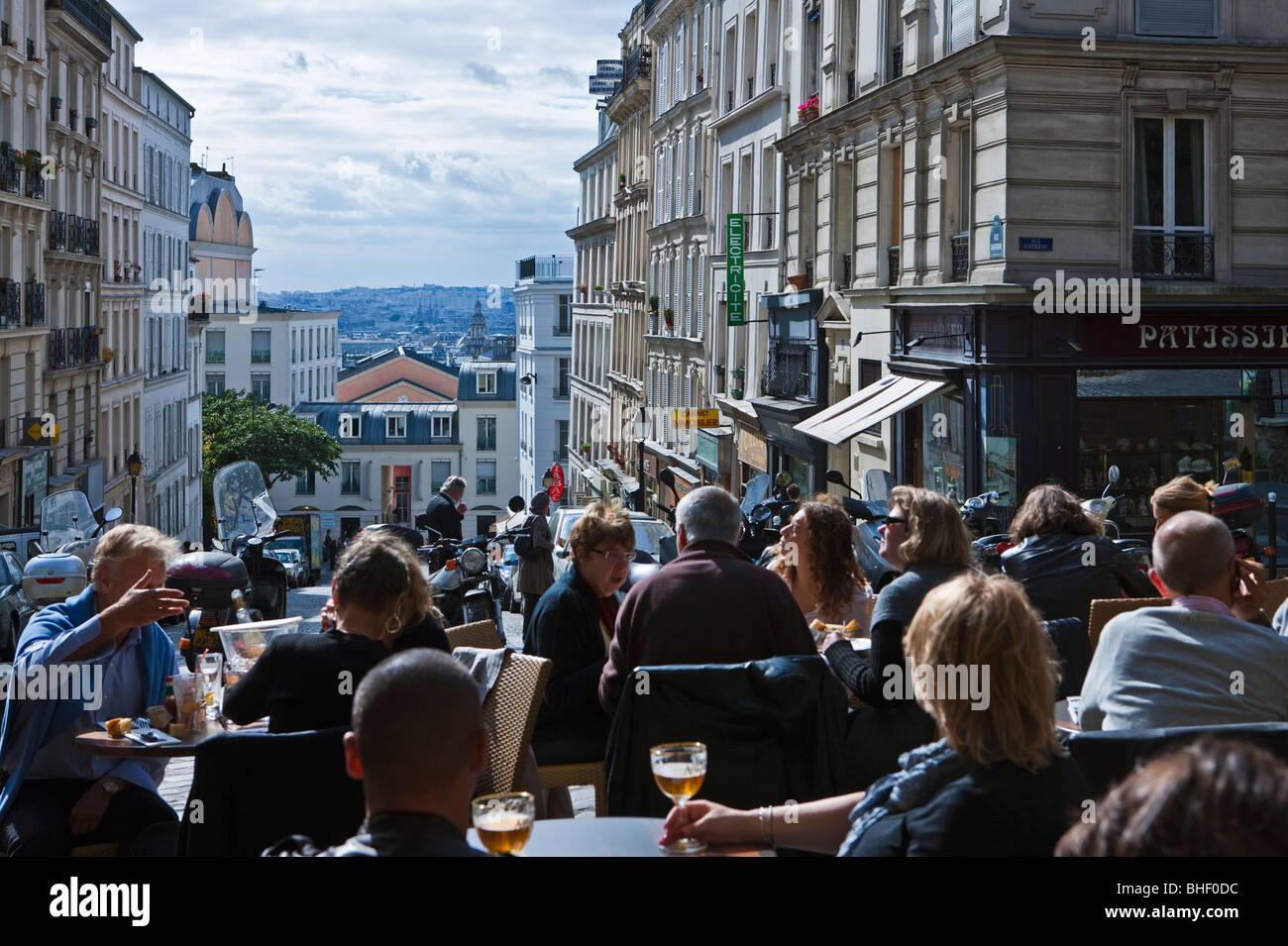 France,Paris,Montmartre,a coffee bar in Emile Goudeau square Stock ...