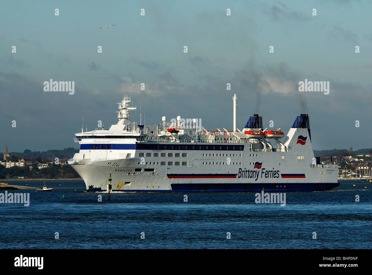 The large passenger ferry Barfleur departing from Poole, Dorset UK ...