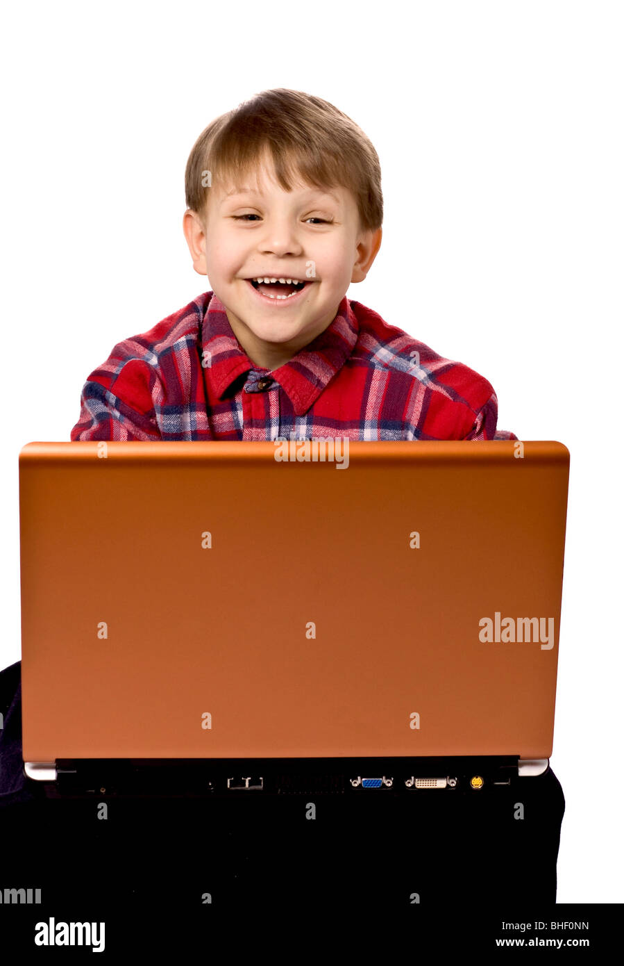 Young boy have fun with computer Stock Photo - Alamy