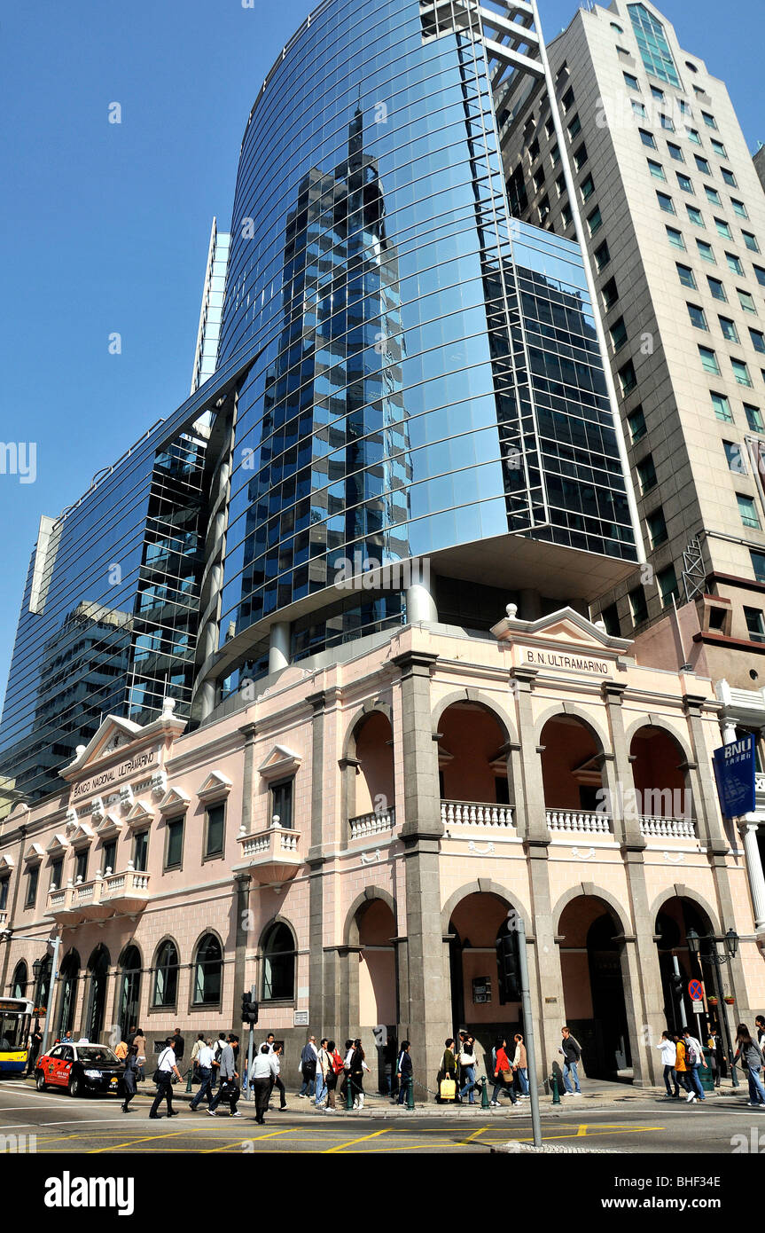 old and modern buildings, financial district, Macau, China Stock Photo ...