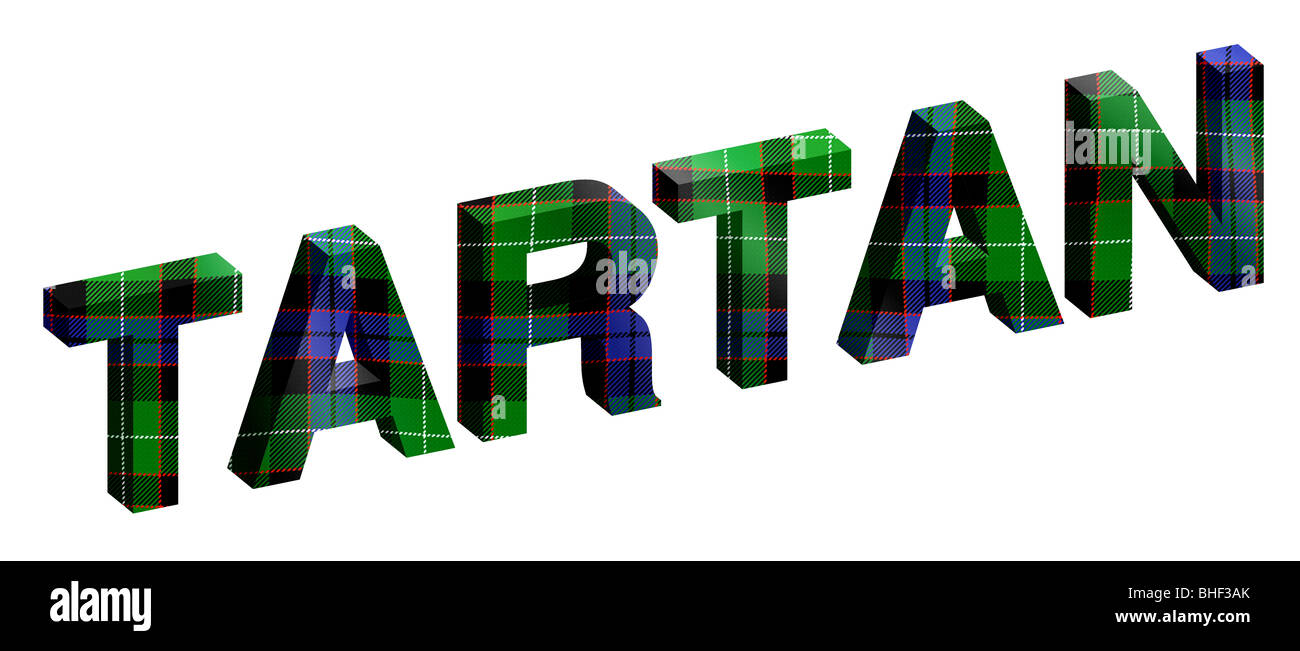 The word TARTAN made up with 3D lettering with the Abercrombie tartan ...