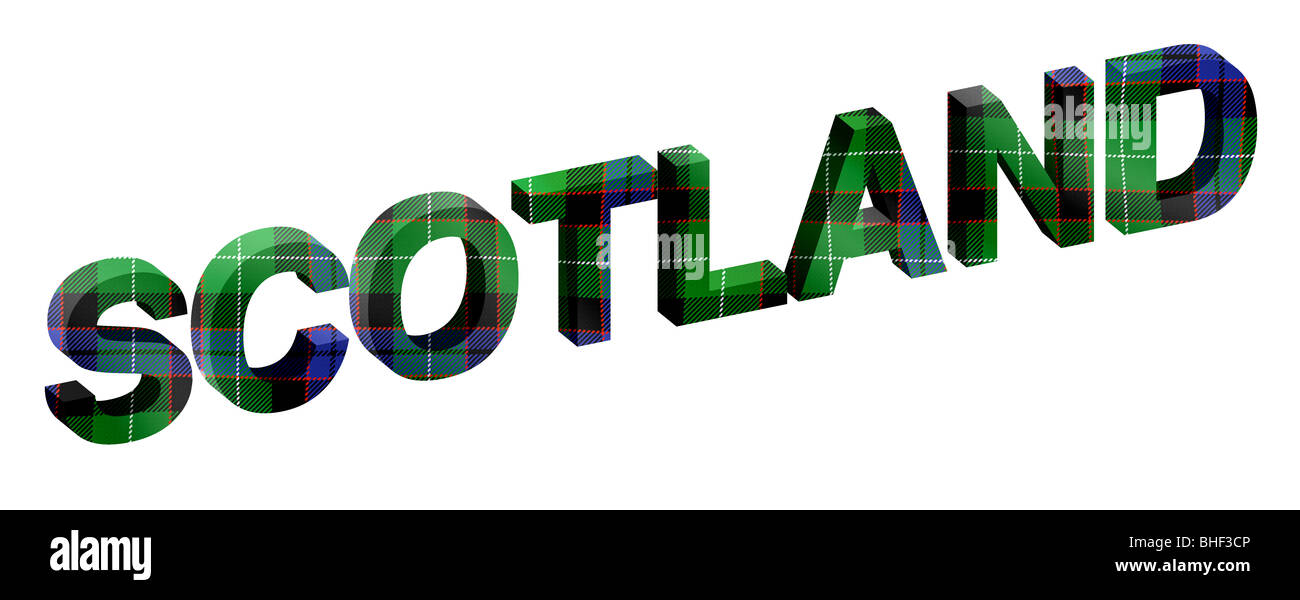 The word SCOTLAND made up with 3D lettering with the Abercrombie tartan ...