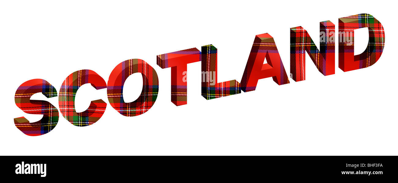 The word SCOTLAND made up with 3D lettering with the Stewart tartan ...