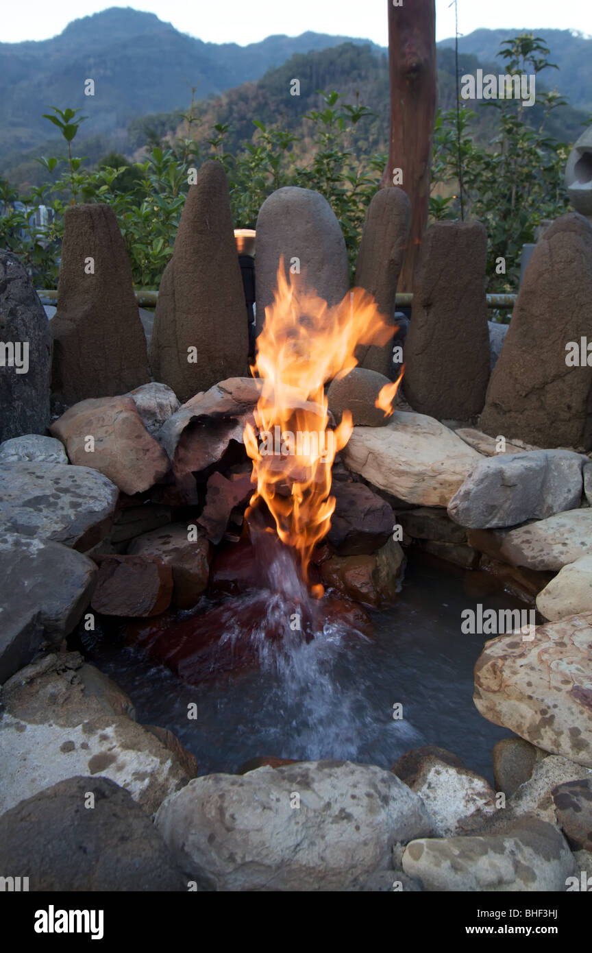 gas from hot springs in fire Stock Photo - Alamy