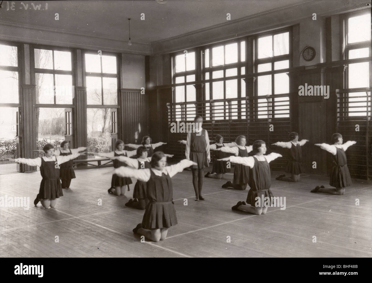 Rowntree girls in an indoor gymnastic class, 1930. Artist: Unknown ...
