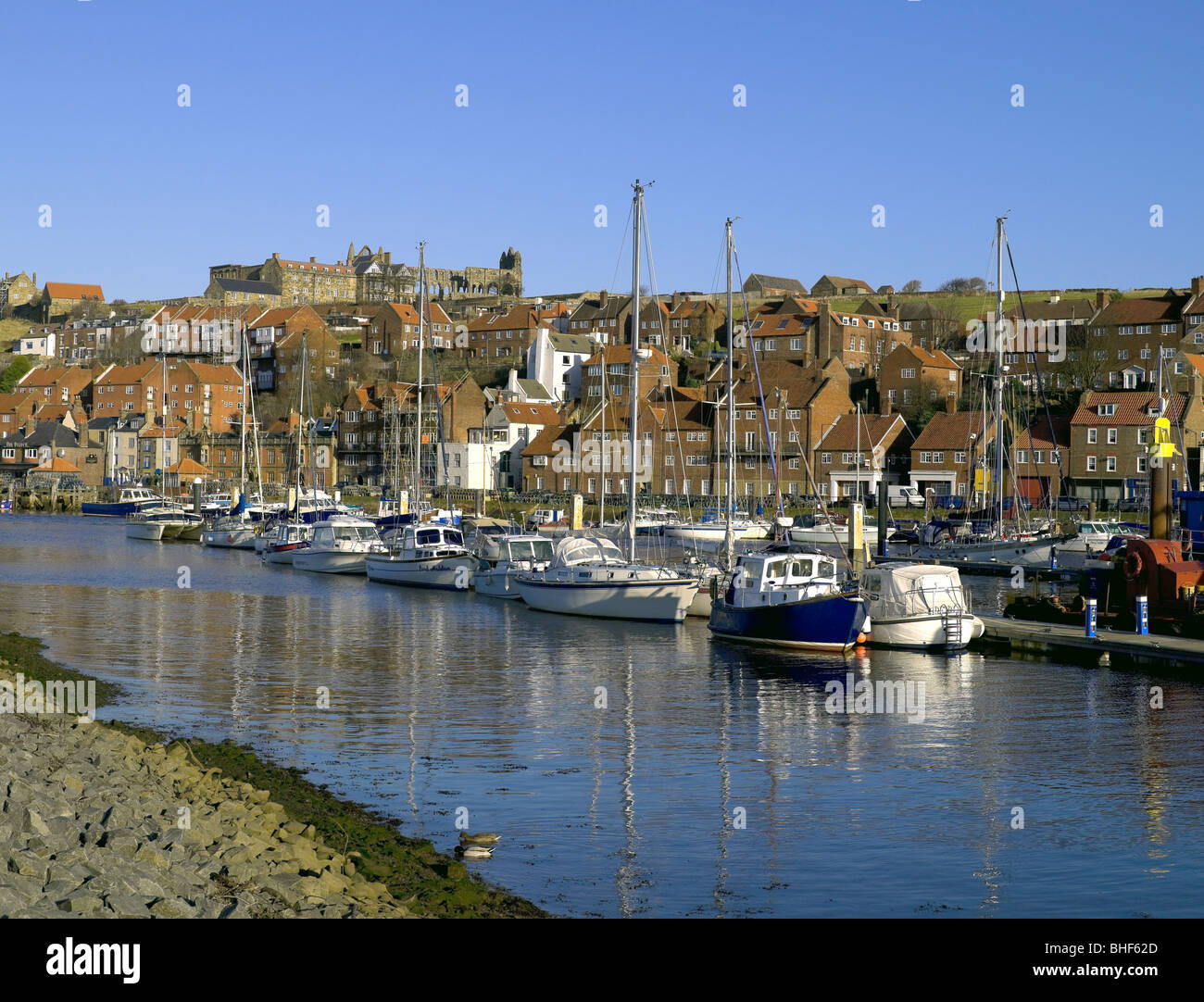 Boats boat yacht yachts moored at Whitby Marina Harbour North Yorkshire ...