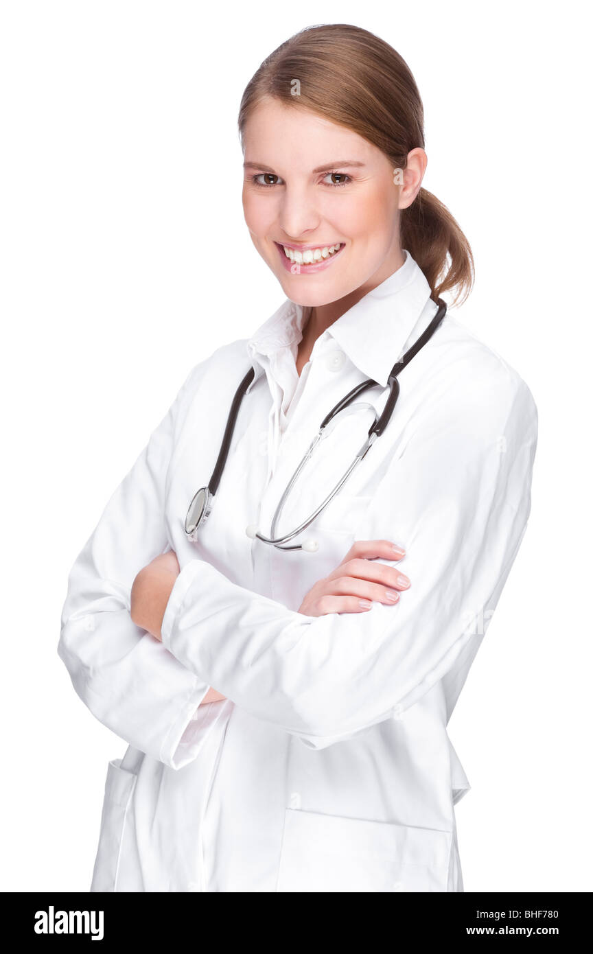 Full isolated portrait of a beautiful caucasian doctor Stock Photo - Alamy