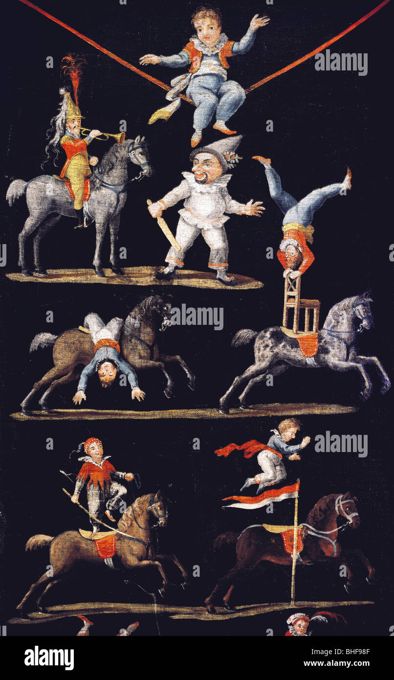 theatre, puppet theatre, mechanical circus riders, announcement plate ...