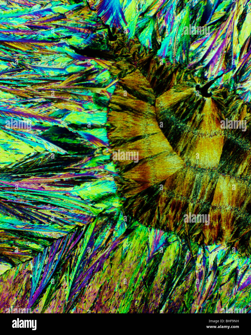 This chemical was photographed through a microsope using polarised ...