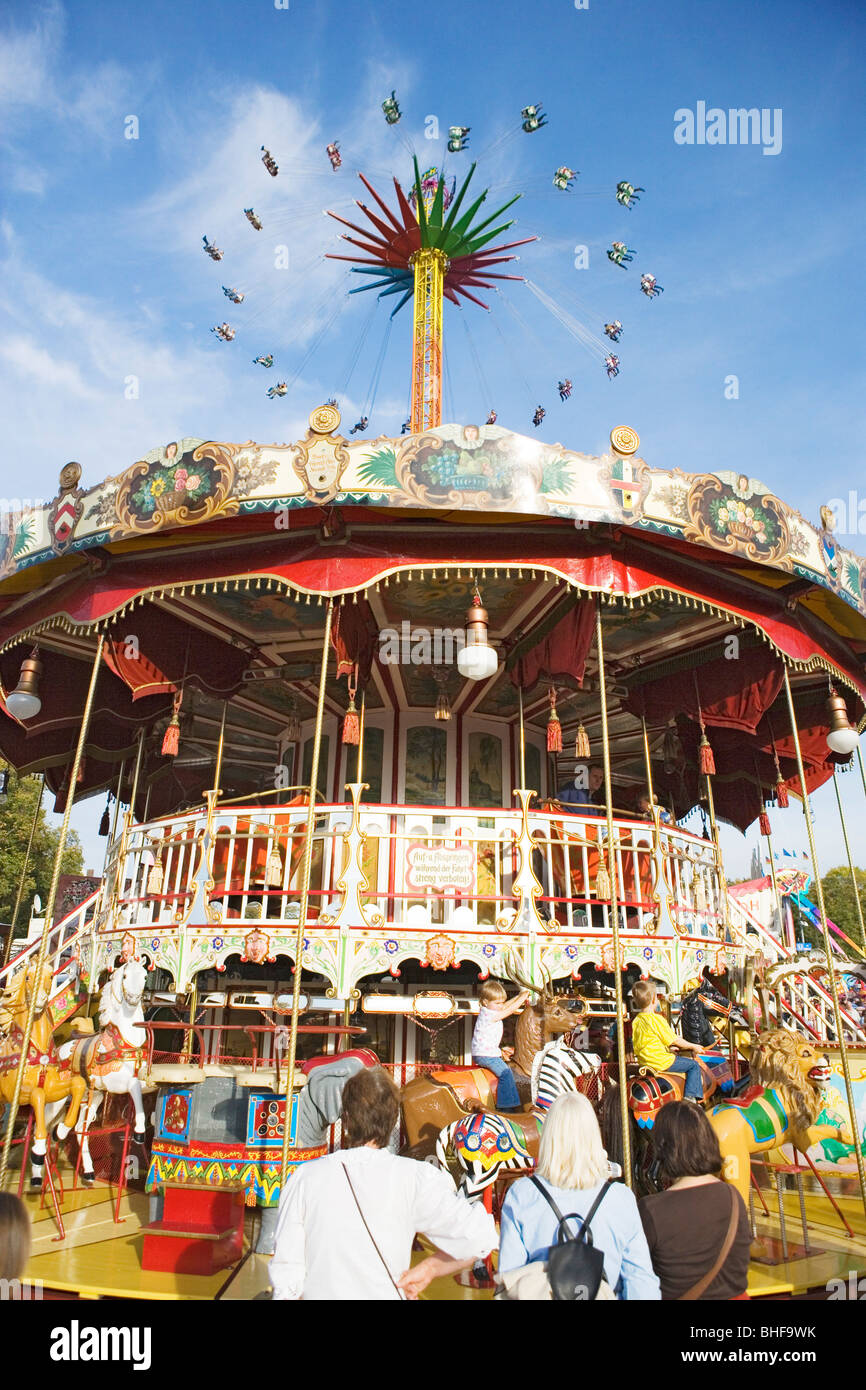 Roundabout for children, Oktoberfest, Munich, Bavaria, Germany Stock ...