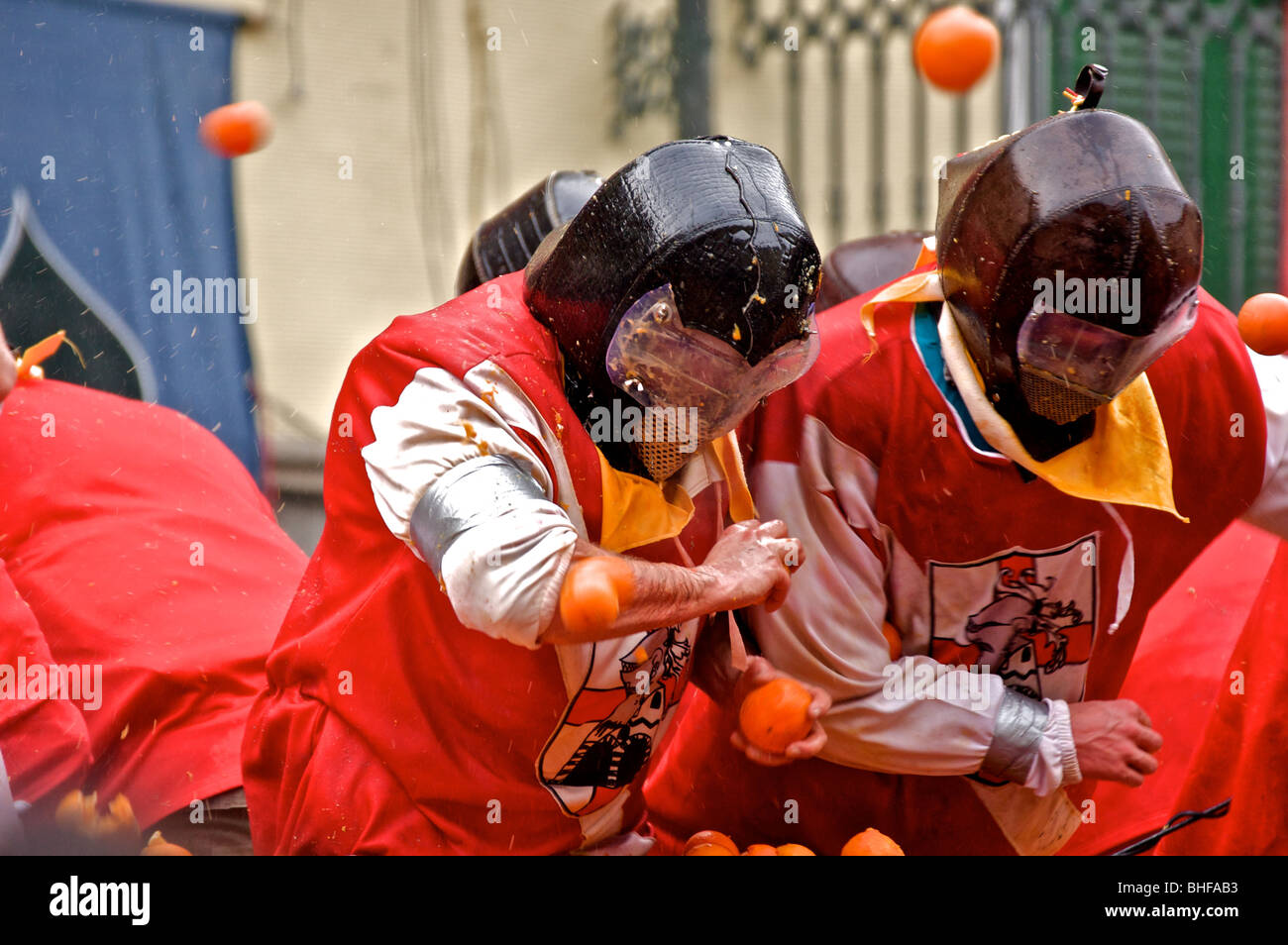 The Battle of Oranges, Ivrea Carnival Stock Photo - Alamy