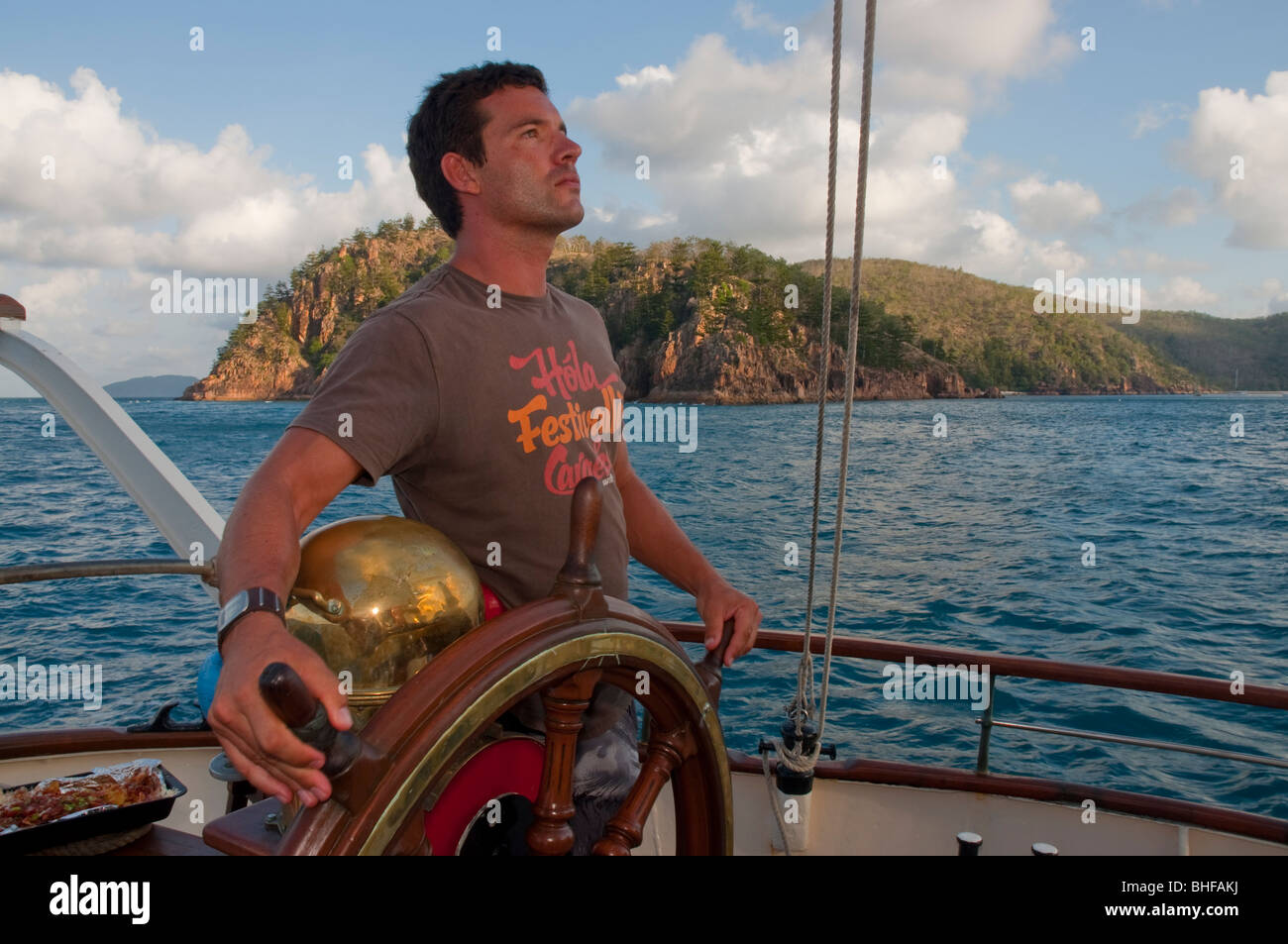 Captain of charter vessel The Solway Lass, sailing on the Great Barrier ...