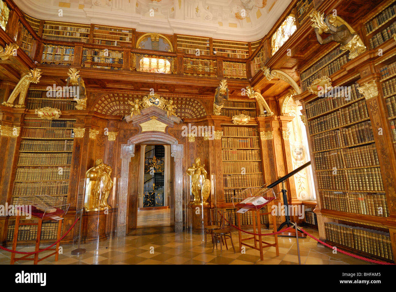 Library, Melk Abbey, Wachau valley, Lower Austria, Austria Stock Photo ...
